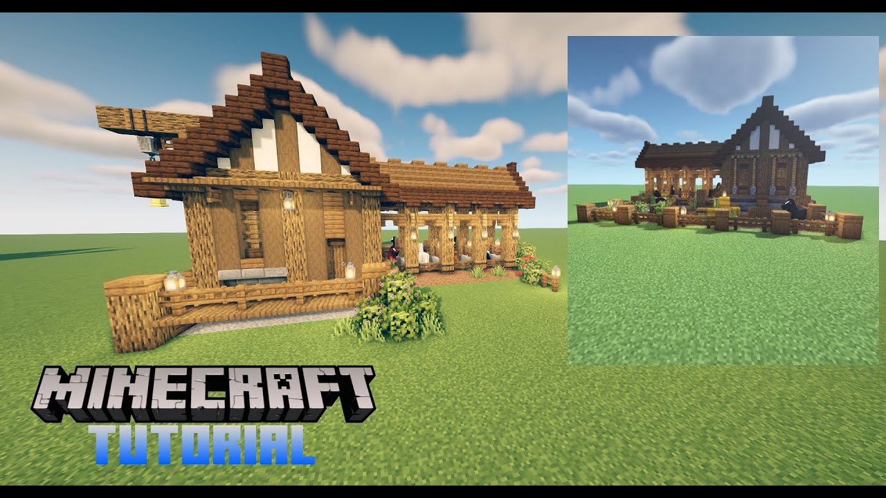 Minecraft - Simple Leatherworker Trading Hall and Stable Tutorial - YouTube