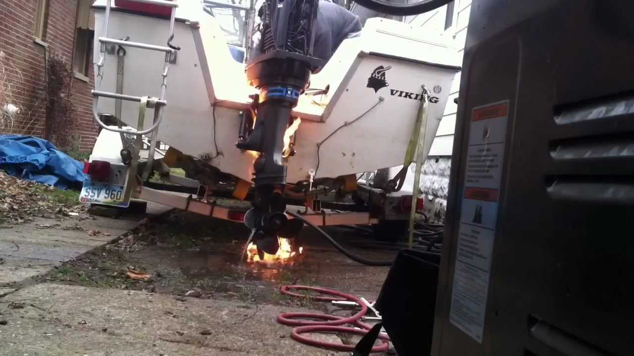 Mercury 150 Tower of Power on fire - YouTube