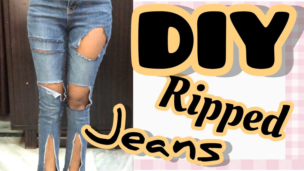 DIY RIPPED JEANS - YouTube
