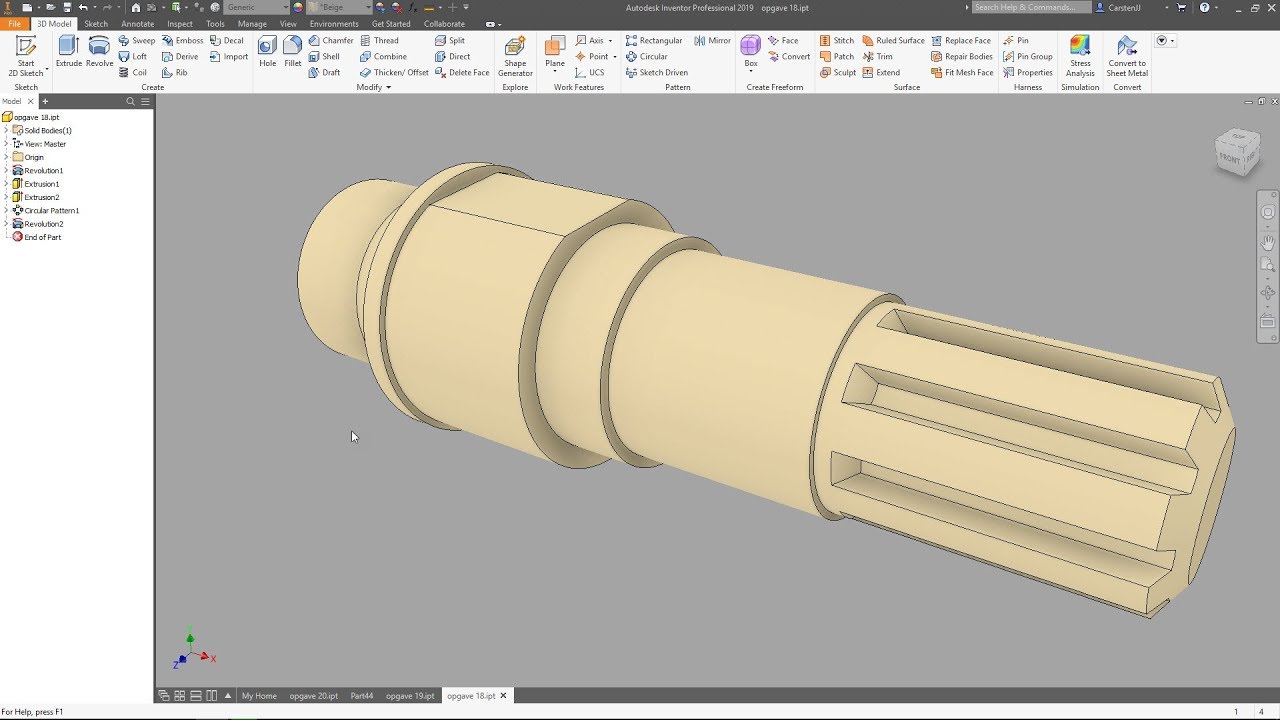 Inventor: Part 18 revolve and pattern - CJJ - YouTube