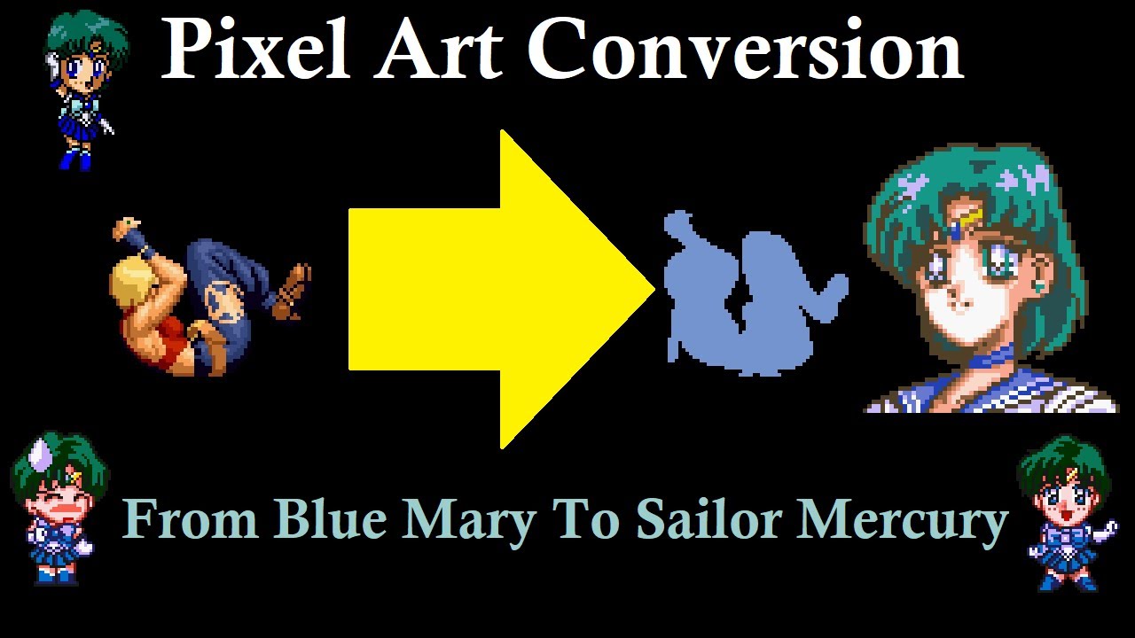 Speed Draw Pixel Art Conversion Of Sailor Mercury's CVS Roll 5th Frame ...