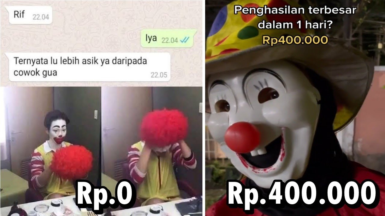 Penghasilan Badut Chat Vs Badut Keliling... - YouTube