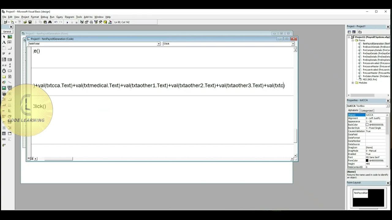 Vb6.0 |frmPayrollGeneration 'Calculation #1' | CodeLearning - YouTube