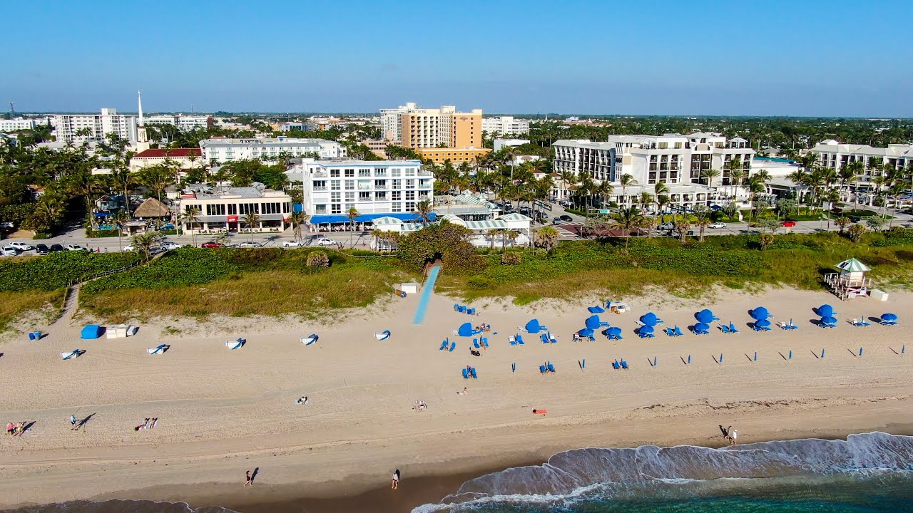 Aerial View, Beach & Intracoastal Waterway, Delray Beach, Florida ...