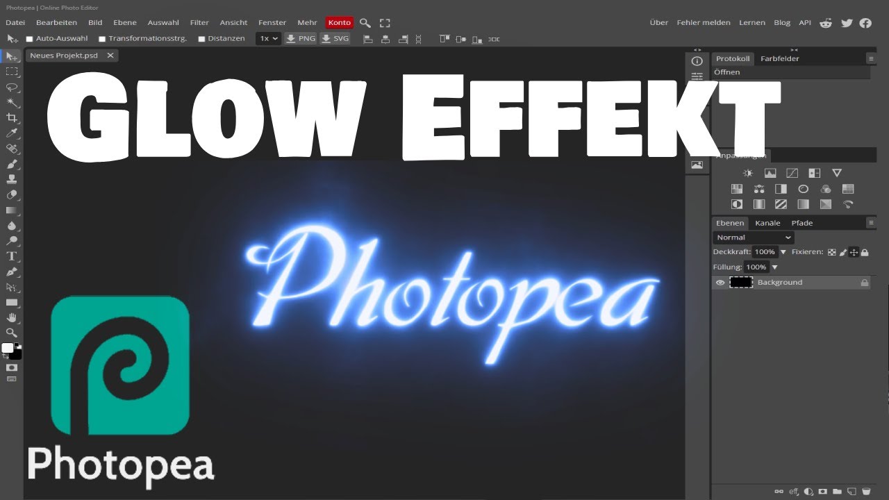 Photopea - Glow Effekt - YouTube