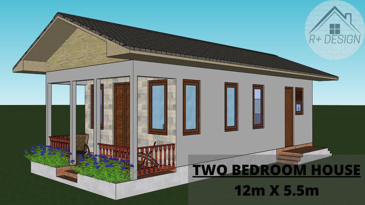 Small House Design (12 x 5.5 Meters) Two Bedroom House - YouTube