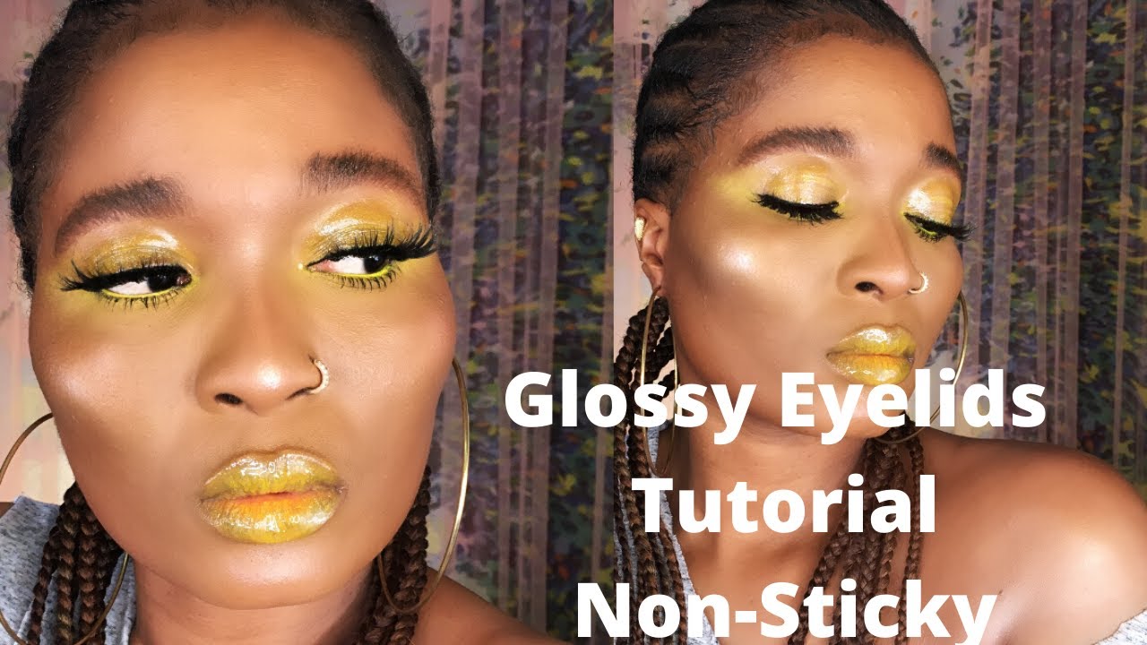 How To Get Glossy Eyelids The Non-Sticky Way || Glossy Eye Makeup ...