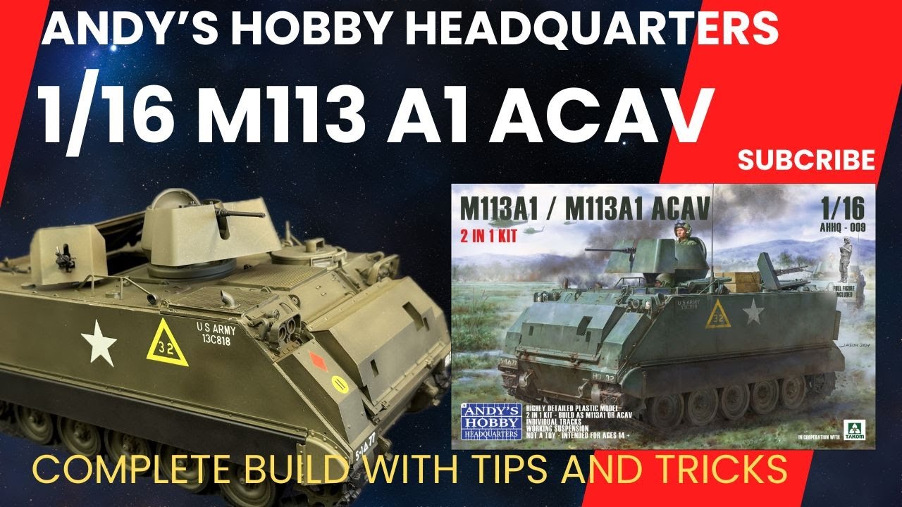 M113 A1 ACAV 1/16 COMPLETE BUILD VIDEO ( ANDY'S HOBBY HEADQUARTERS ...