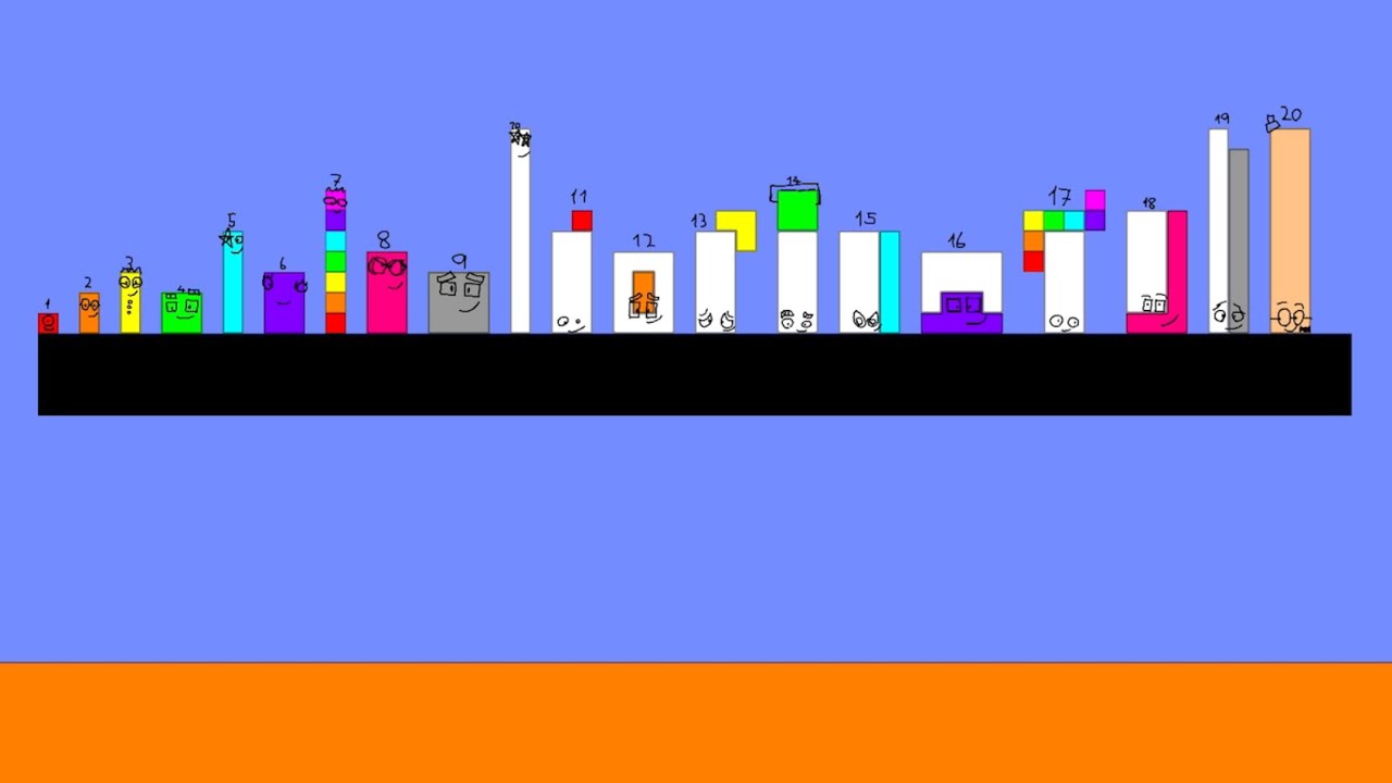 Numberblocks 1 to 20 floor is lava (Algodoo) - YouTube