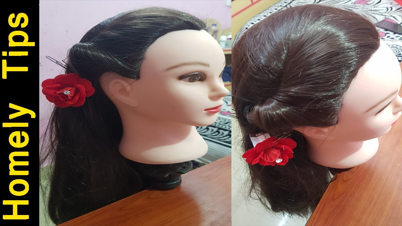 முடியை சுருட்டி அழகாக பின்னும் ஹேர் ஸ்டைல் /Easy side Roll hair Style ...