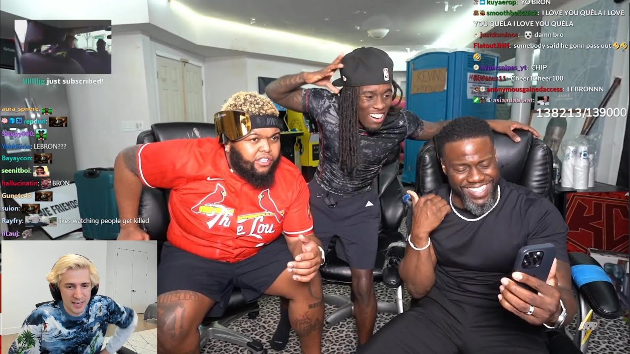 xQc reacts to LeBron James calls Kevin Hart on Kai Cenat's Stream - YouTube