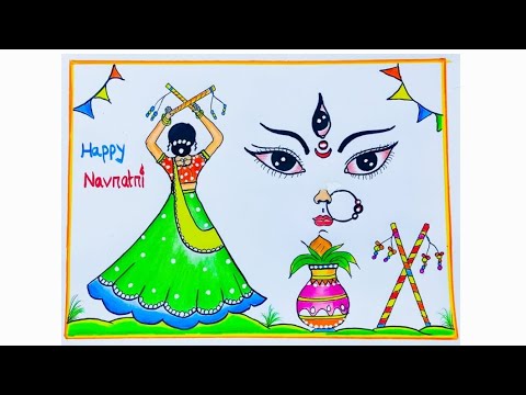 Very Easy Navratri drawing| Dusshera Festival drawing| Navratri Special ...