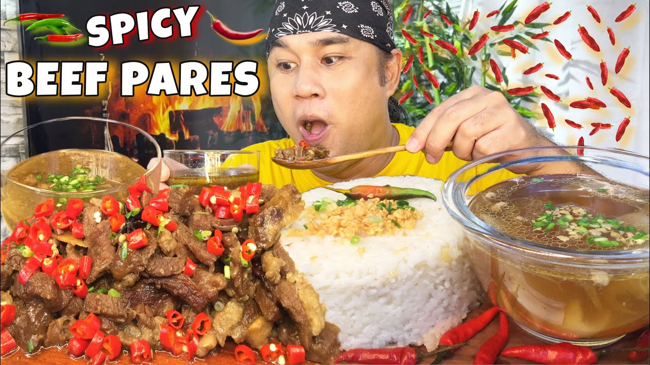 SPICY BEEF PARES MUKBANG! PINOY MUKBANG PHILIPPINES MUKBANG! - YouTube