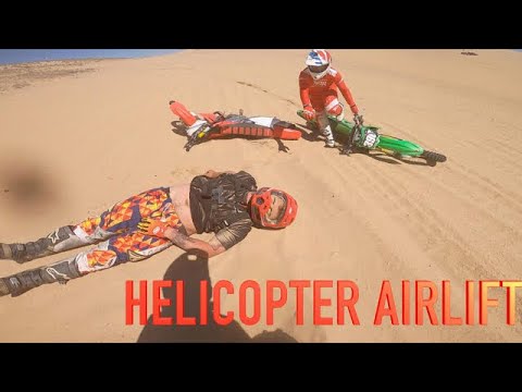 SCARY DIRT BIKE CRASH IN GLAMIS Ends in Helicopter Airlift & BROKEN ...