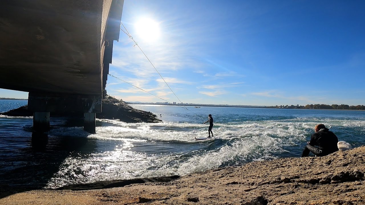 couple of dads surfing in their Southie backyard - YouTube