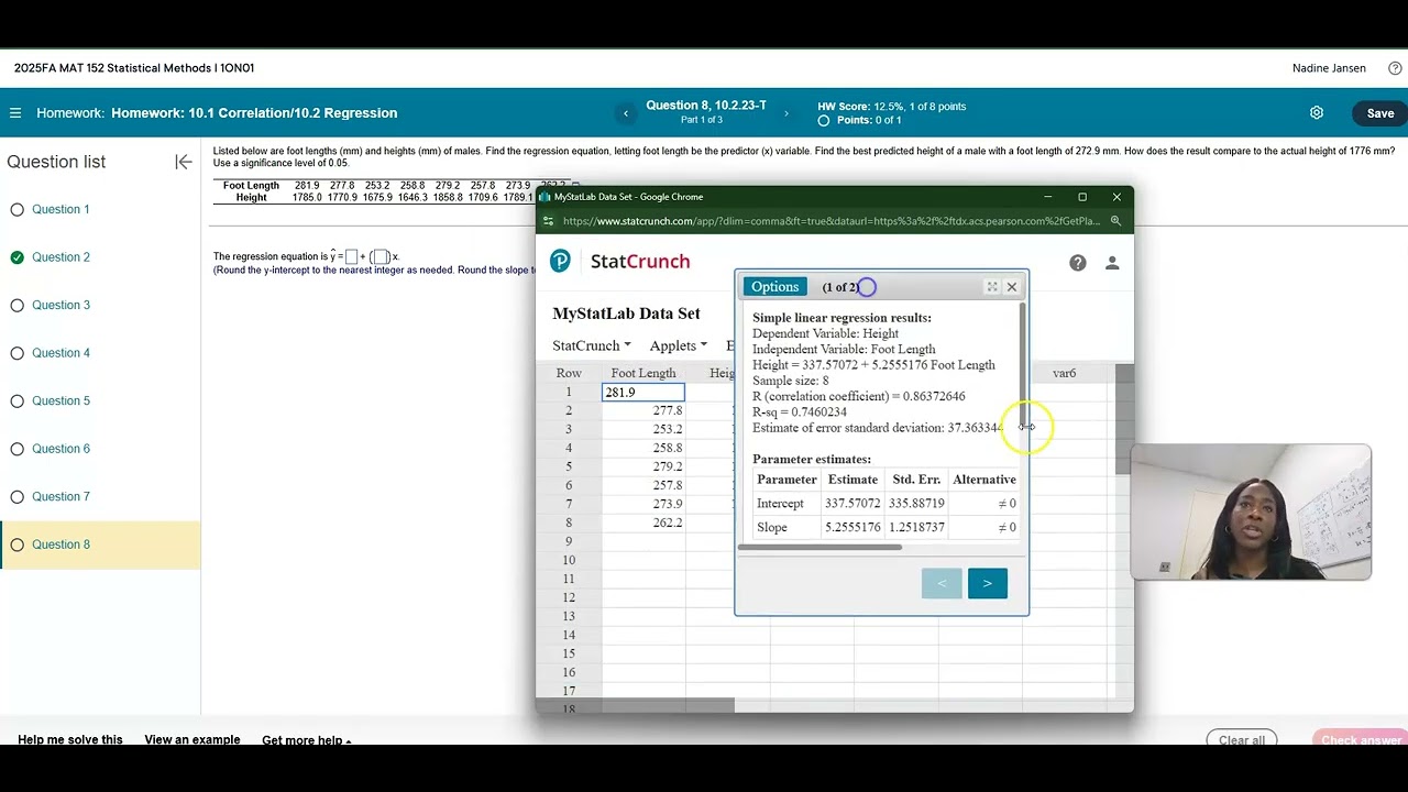 StatCrunch: Calulate correlation coefficient (two differnet ways) - YouTube