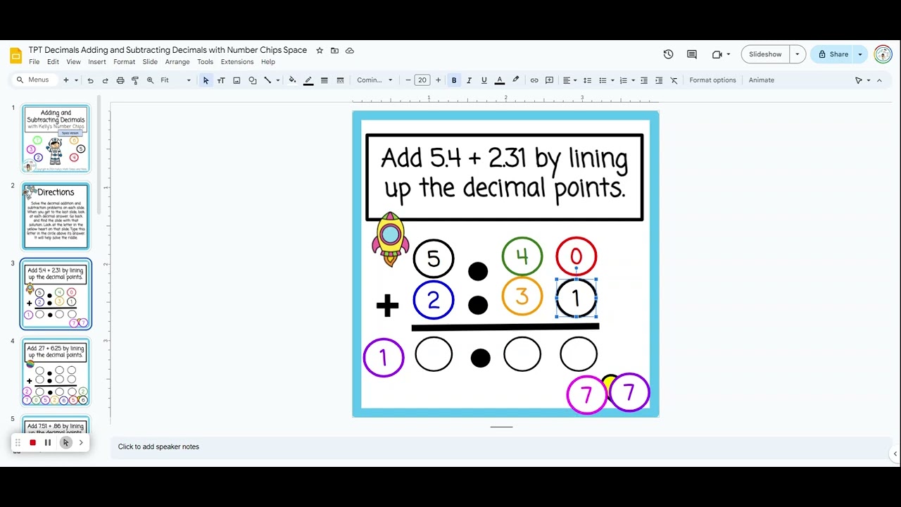 Decimal Addition and Subtraction with Number Chips - Space-Themed - YouTube