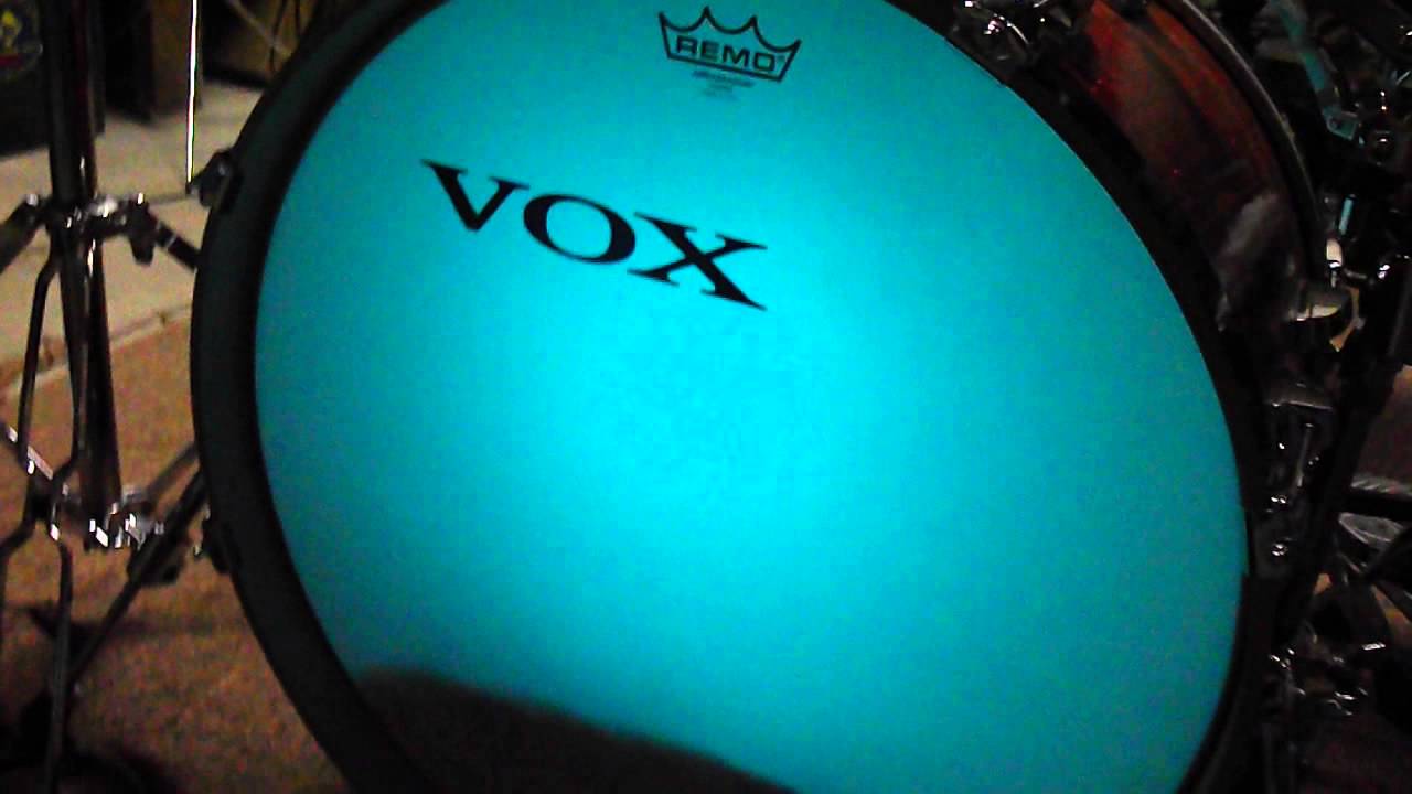 LED light bulb mounted in the bass drum of my 1967 VOX drums. - YouTube