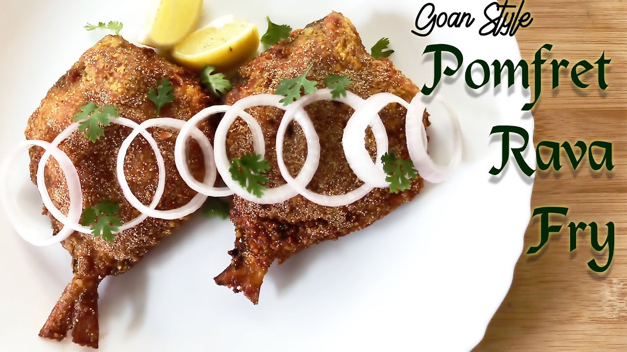 Pomfret Rava Fry | Goan Style Pomfret Fish Fry | Promfret Fry Recipe ...