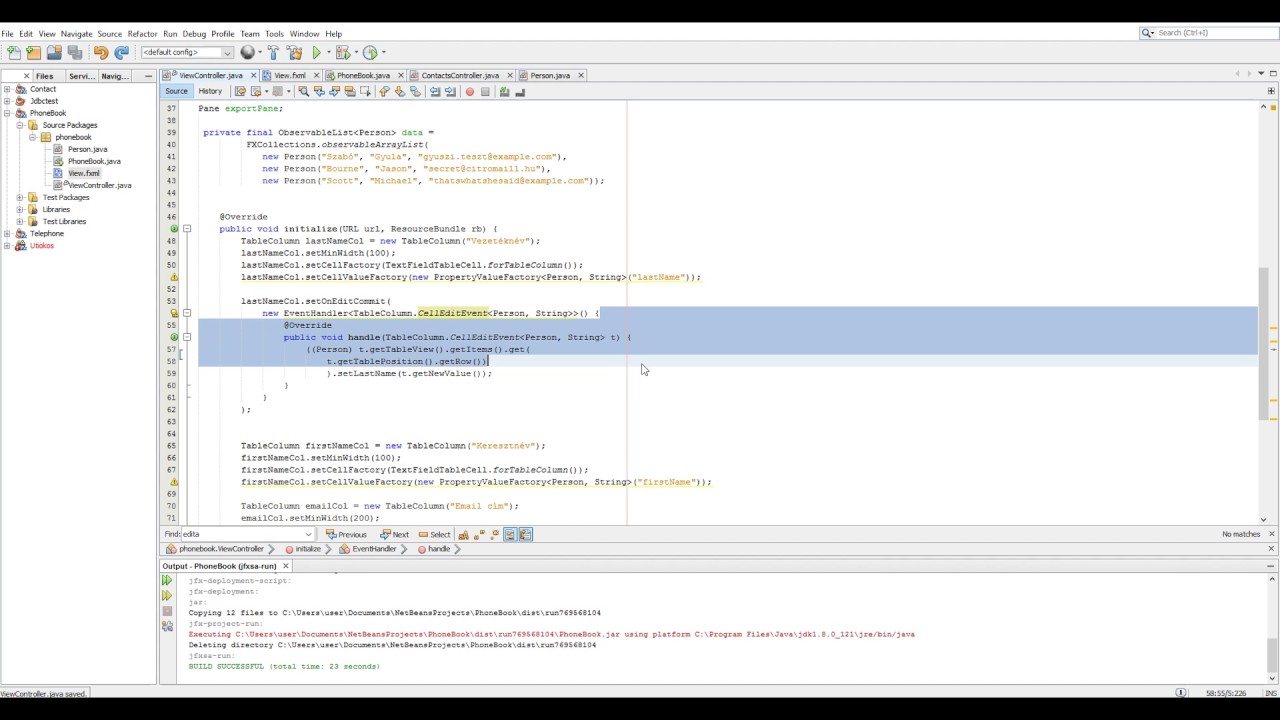 JavaFX Középhaladó 09. Editable Cell - Szerkeszthető Cella - YouTube