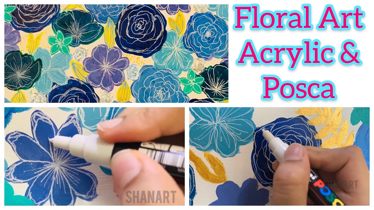 Floral Art Painting With Acrylic and Posca Pen | Easily drawable | For ...