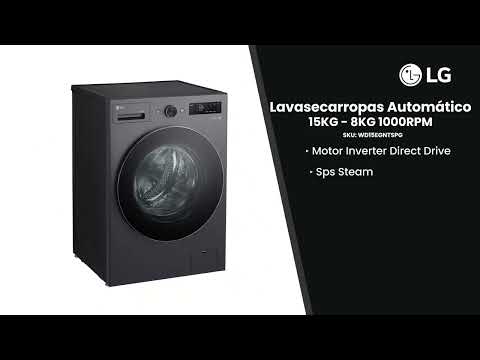 Lavasecarropas Automático Inverter LG WD15EGNTSPG 15KG -8KG 1000 RPM Carga Frontal Titán