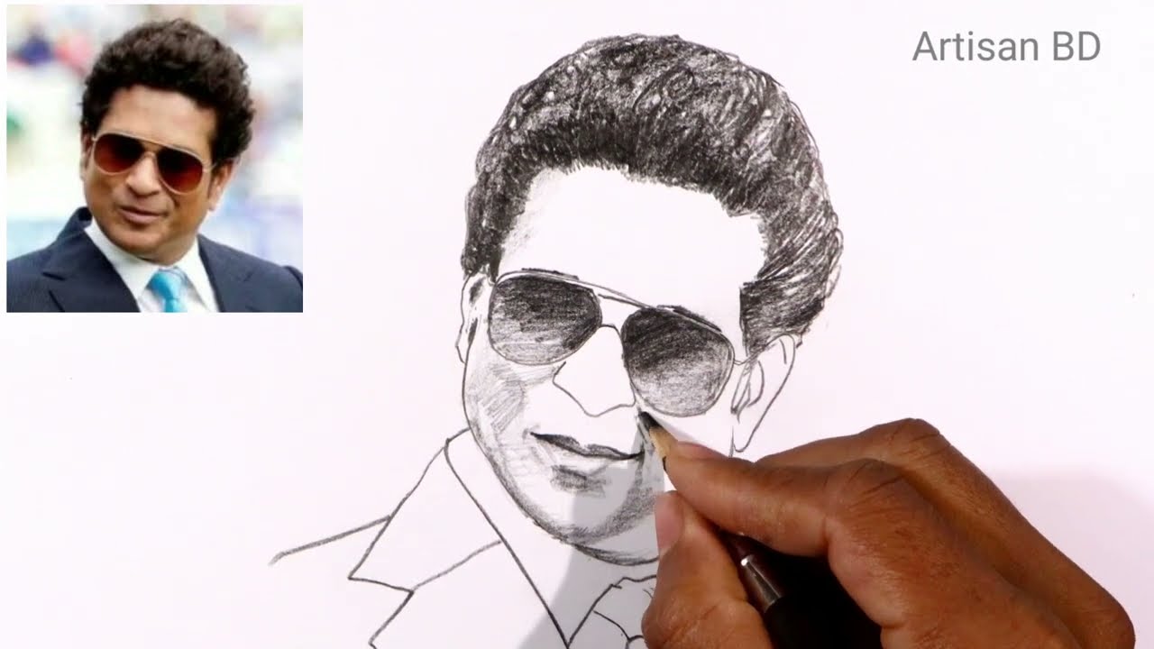Draw of Sketches Sachin Tendulkar | cricket player from India - YouTube
