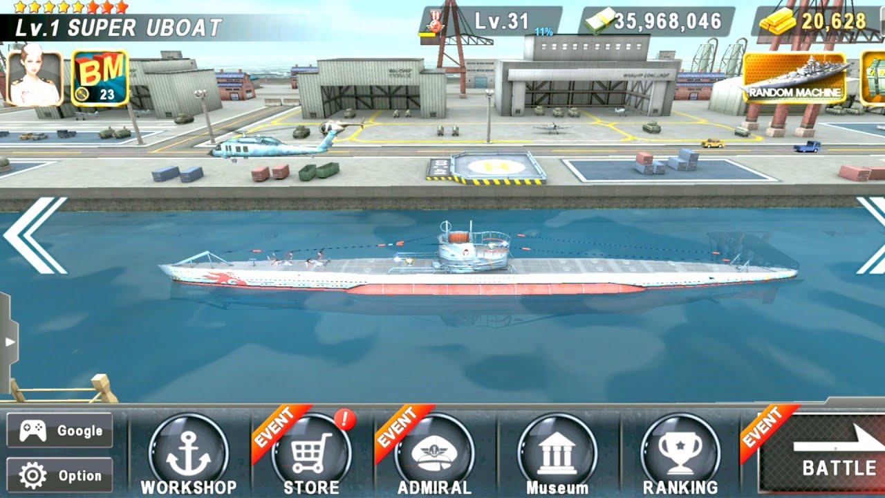 Warship Battle: limited edition SUPER UBOAT in Boss Attack stage 1 to ...
