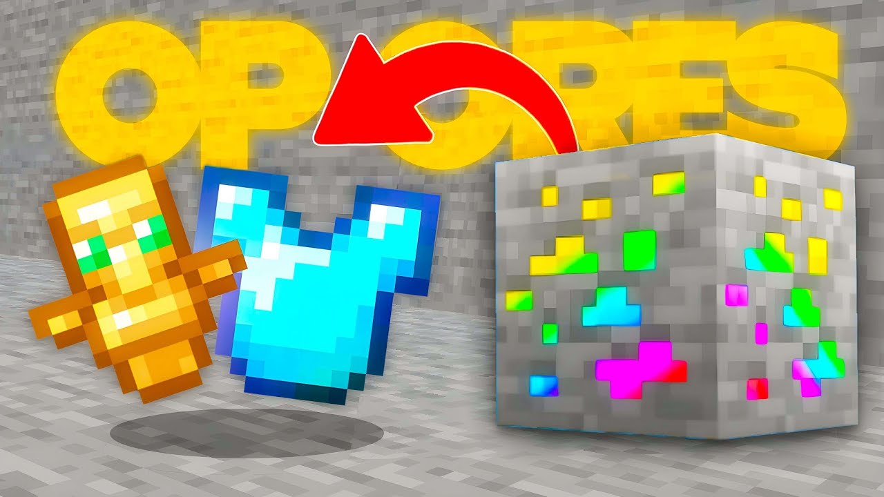 Minecraft, But Ore's Drop Super Op Items........ - YouTube