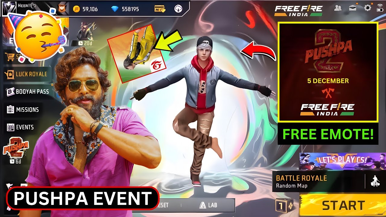 🥳 Free Fire Pushpa 2 Event 🔥 Free Fire India Launch Date 🤯 Pushpa Event ...