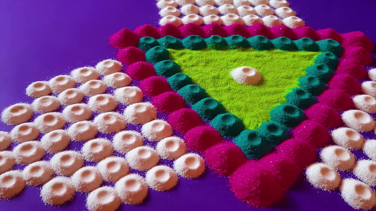 Simple triangular shaped rangoli design by Rani Parmar - YouTube