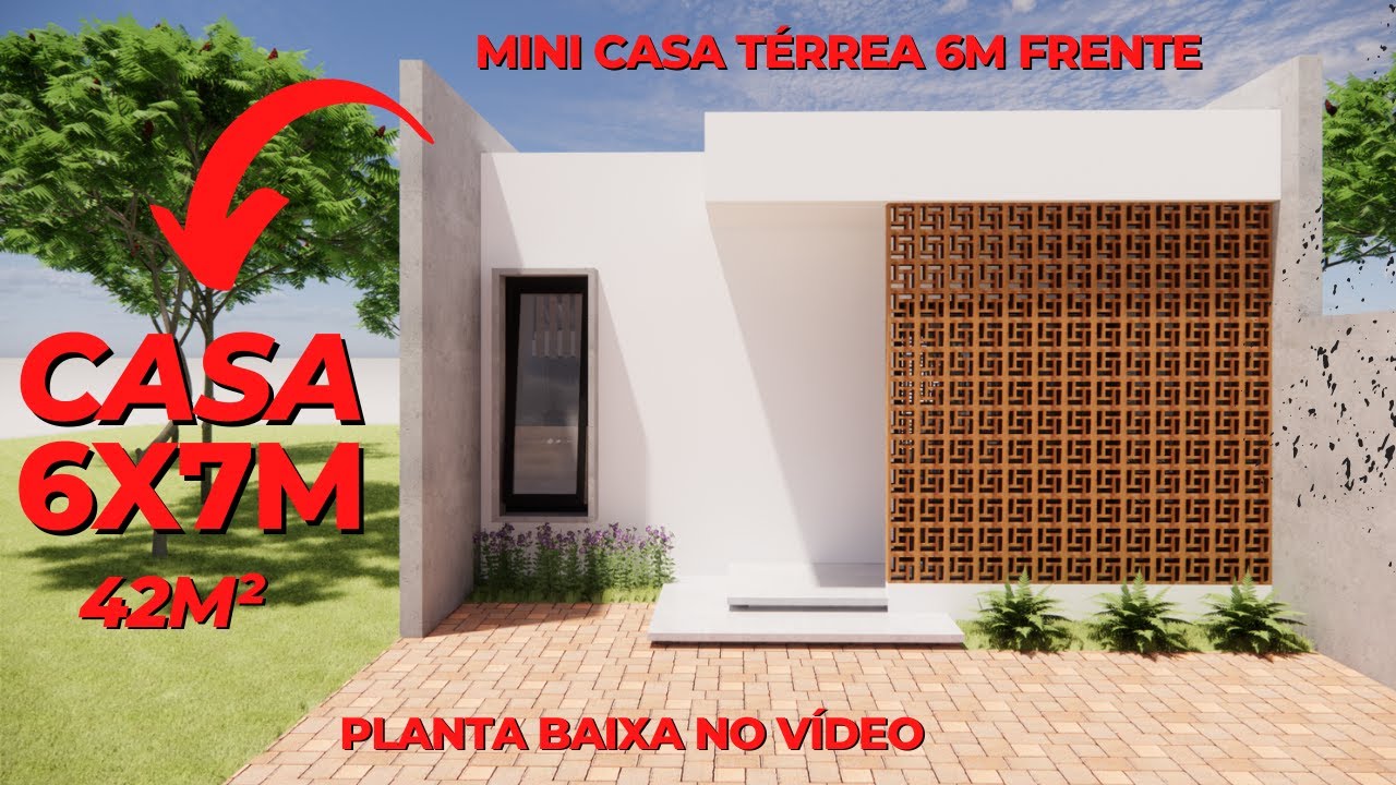 MINI CASA 6X7M 42m2 / Casa estreita 6M / Casa geminada 6m / small house ...