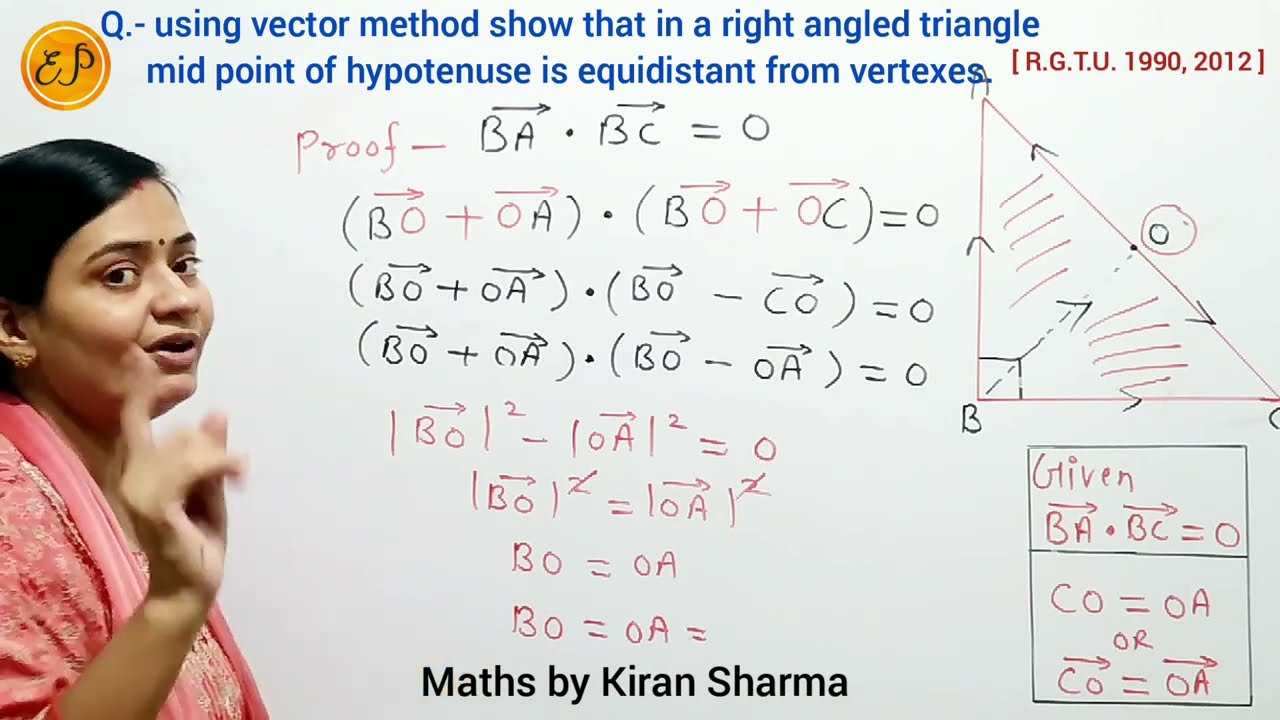 Prove that the midpoint of the hypotenuse of right angled triangle is ...