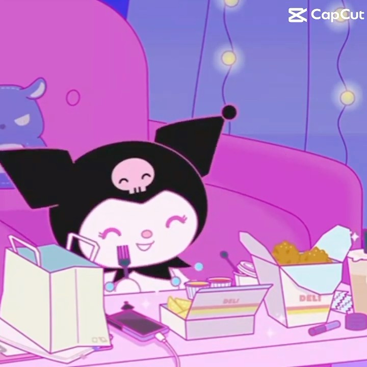Kuromi eating! #hello kitty #eating #edit - YouTube