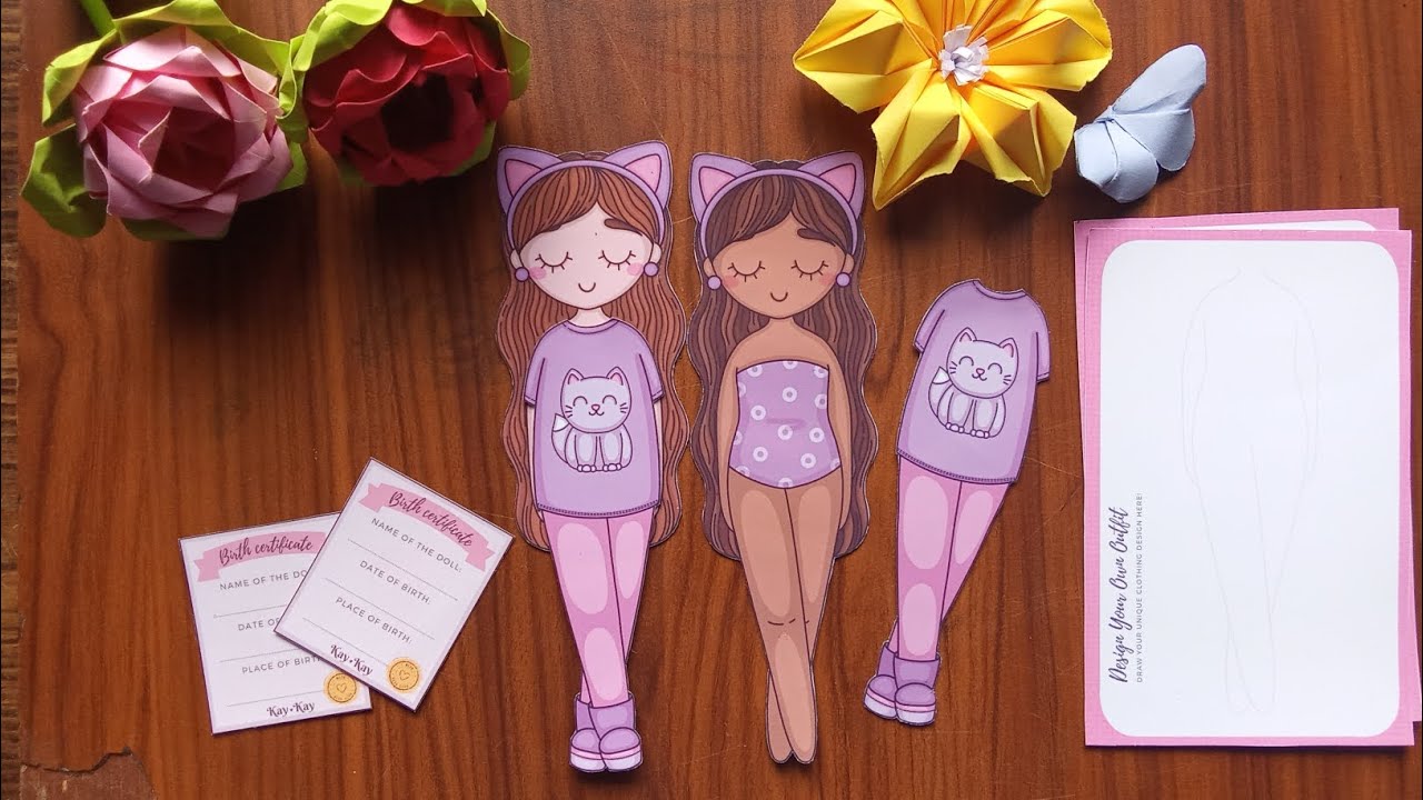 paper kitty doll outfit 😻 | light skin and dark skin dolls - YouTube