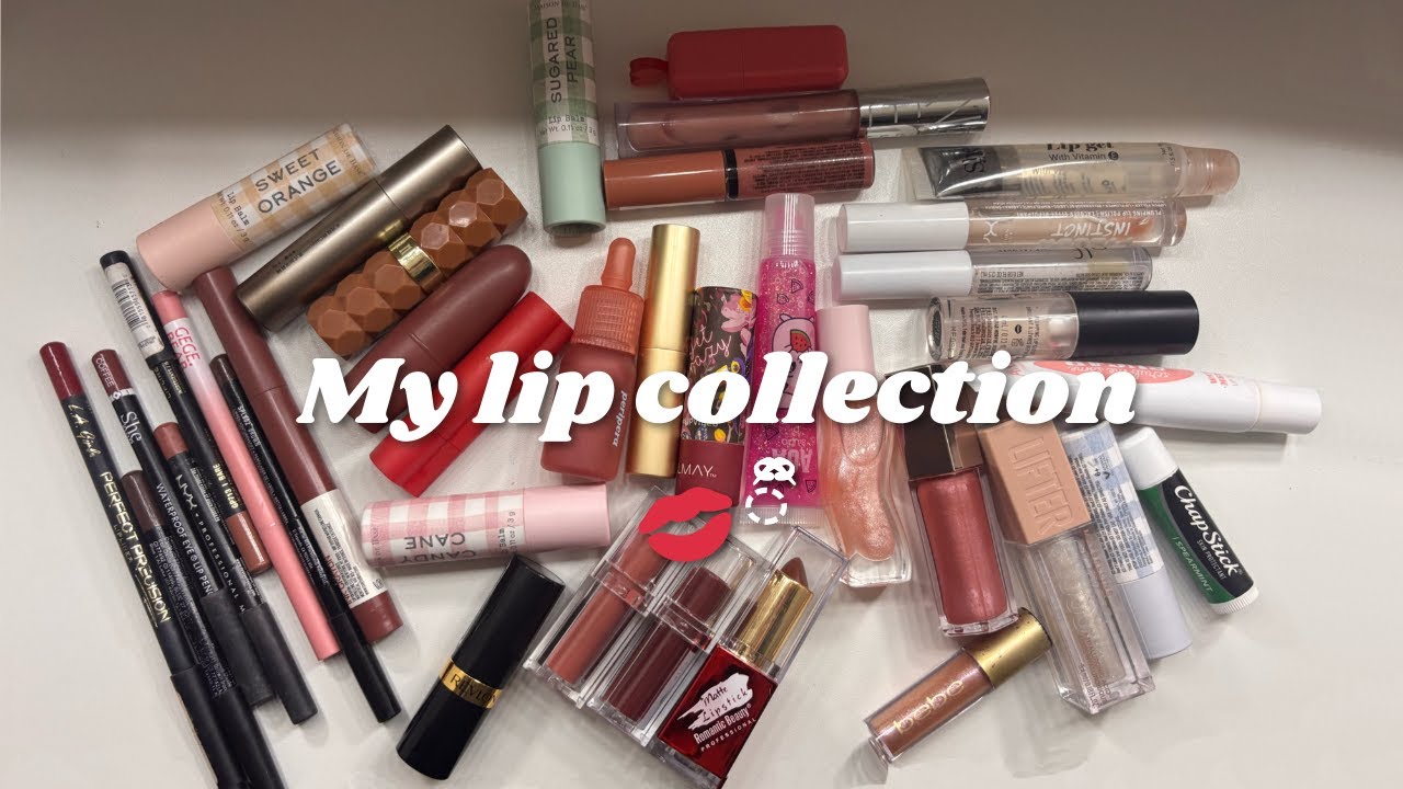My lip collection💋ྀིྀི| lip balm, lip gloss, lipstick, lip liners - YouTube