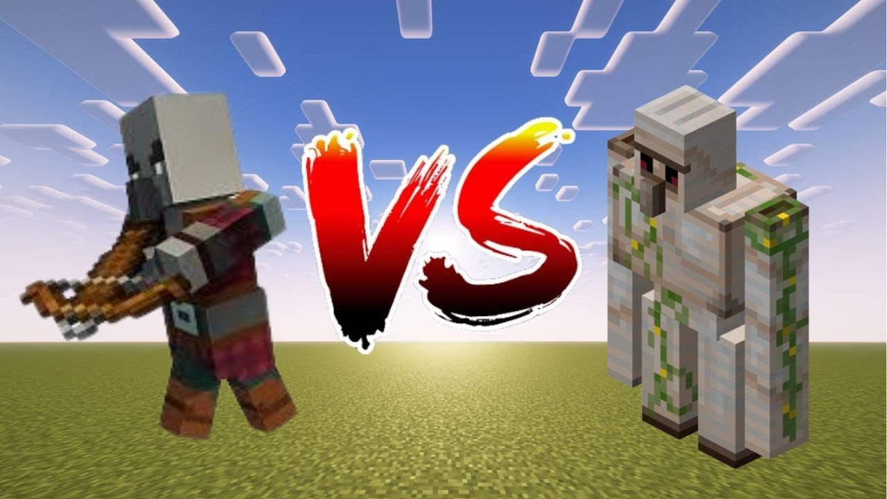 Minecraft Iron Golem Vs Pillager Mobs Battle Youtube