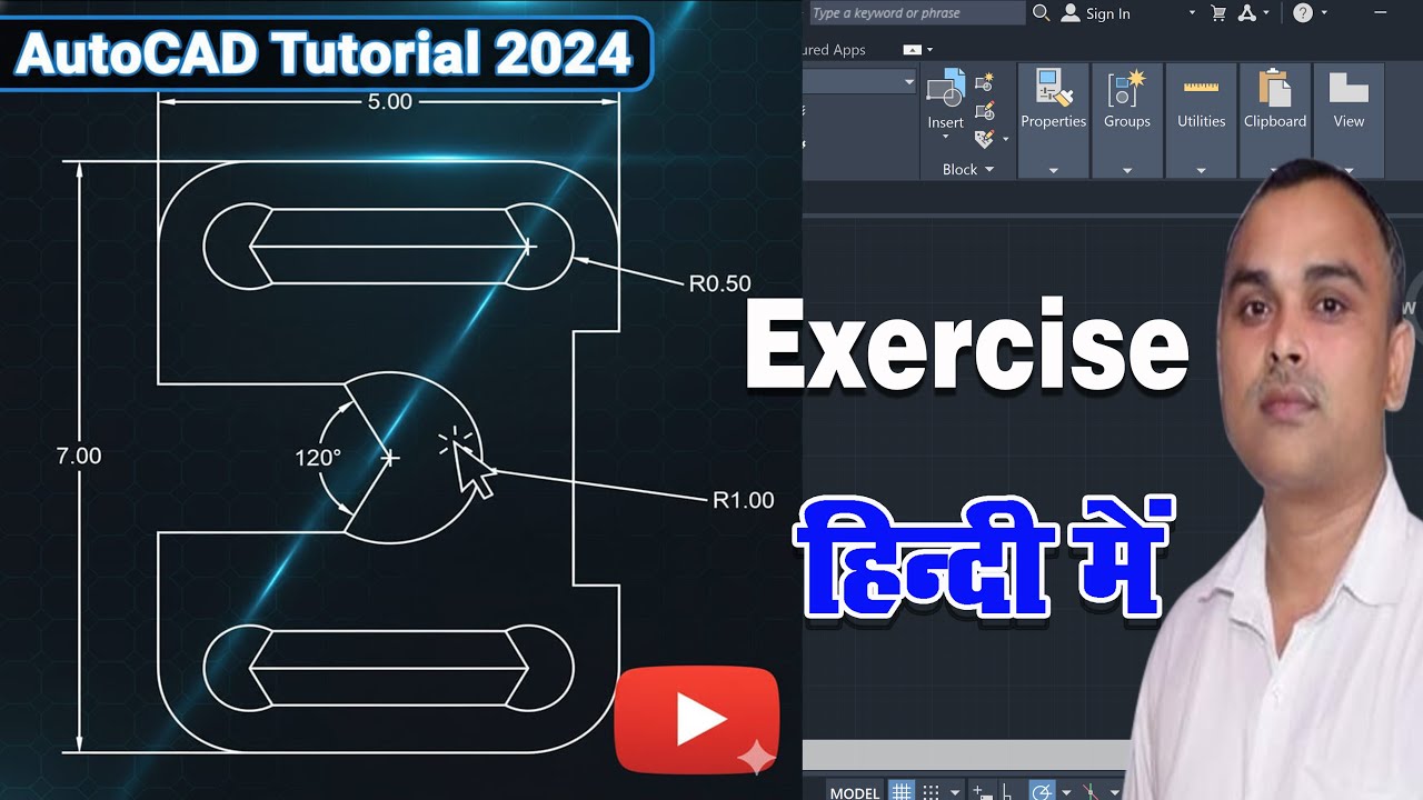 AutoCAD 2D Drawing Practice | Mechanical Part Drawing with Dimensions ...