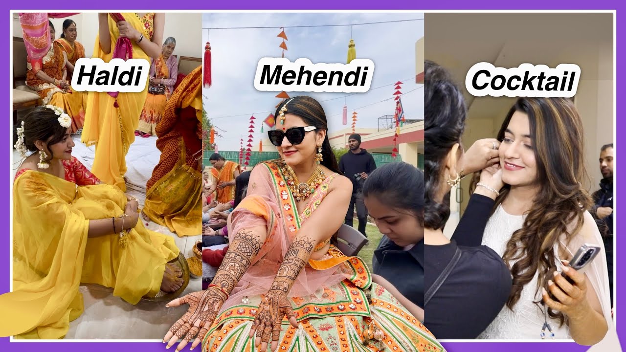 Celebrating Haldi + Mehendi + Cocktail in a Day 💕😱 #SharmaGaiSah - YouTube
