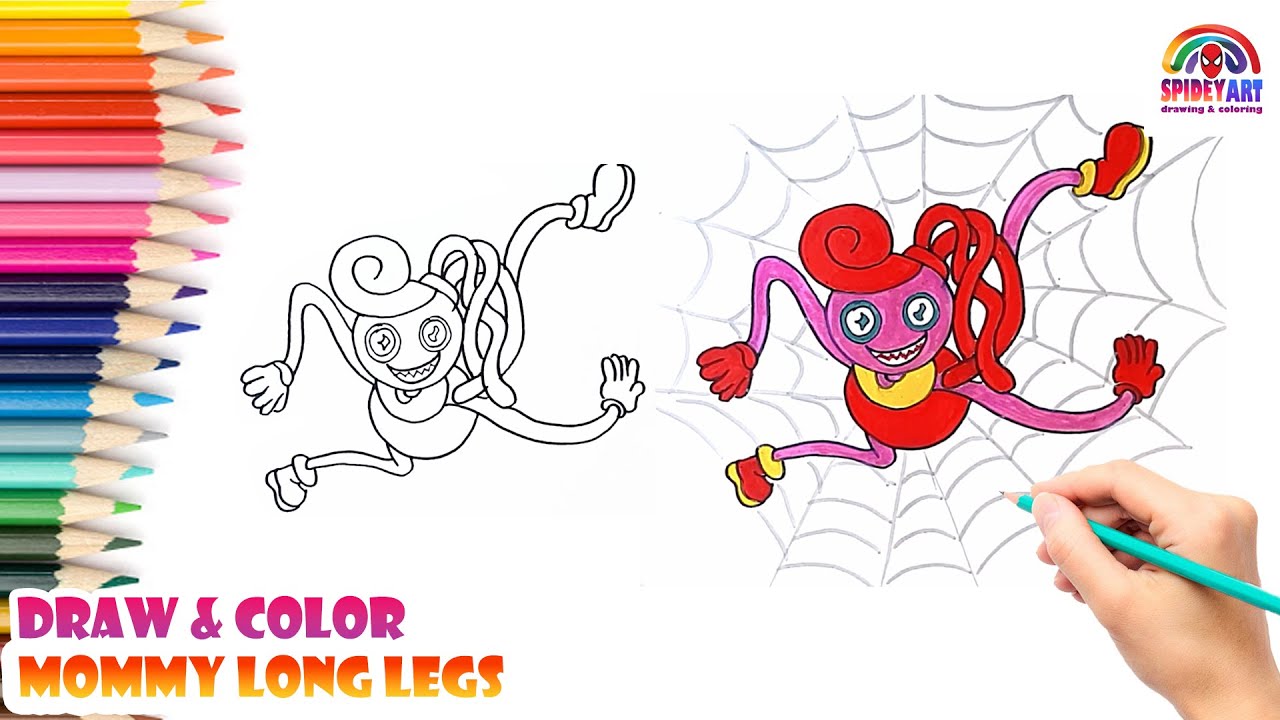 How to draw and color Mommy Long Legs - Poppy Playtime | Step by step ...