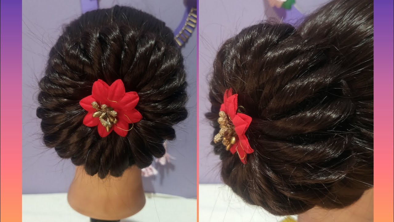 trendy and stylish bun style ️ beautiful juda style🌺 - YouTube