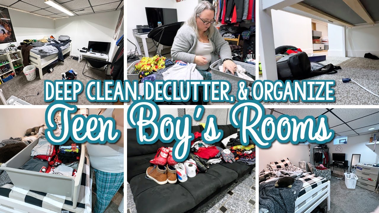*NEW* Deep Clean Teenage Boys Rooms!! // Declutter // Organize ...