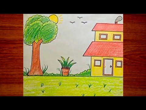 How to draw house 🏡 Beautiful house drawing Umar Arts ️ - YouTube