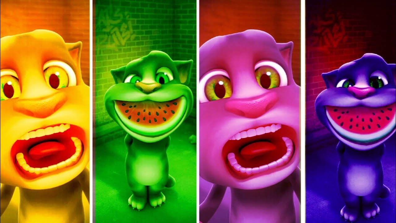 TOM TALKING EAT WATER MELON AND FUNNY MOVEMENT IN MOBILE TOM TALKING ...