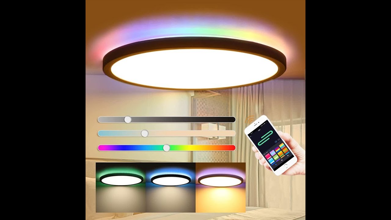 Flush Mount Ceiling Light with Back Ambient light - YouTube