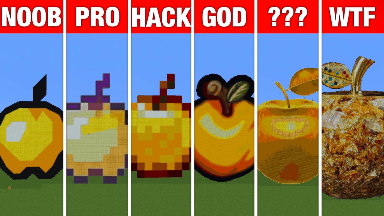 NOOB VS PRO VS HACKER Minecraft Pixel art Golden Apple - YouTube
