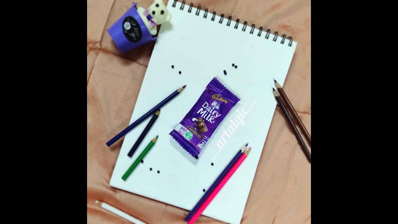 Drawing dairy milk | colour pencil drawing - YouTube