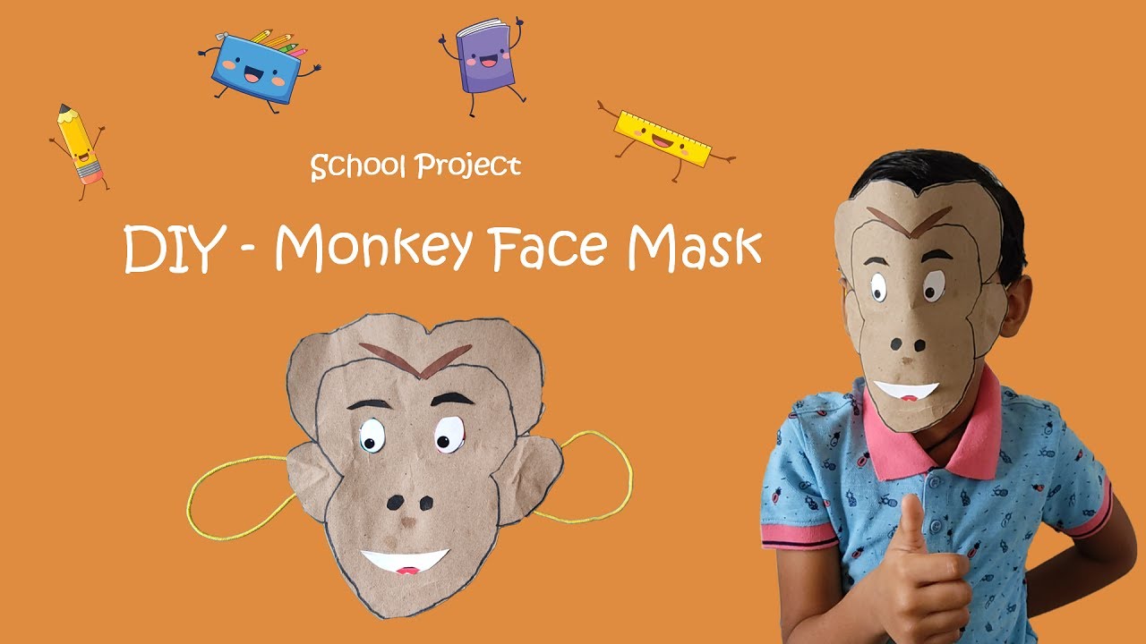 How to make monkey face mask | Animal Mask | School Craft | Preschool ...