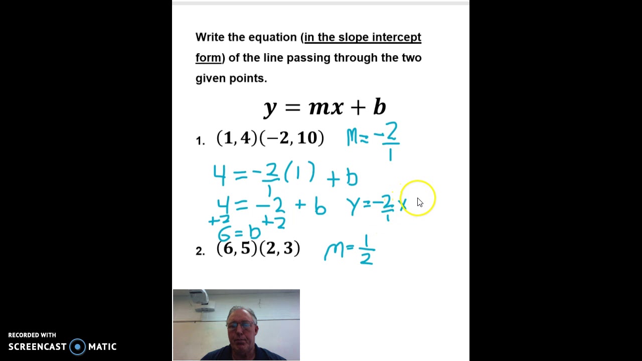 Write an equation of a line passing through two points - YouTube
