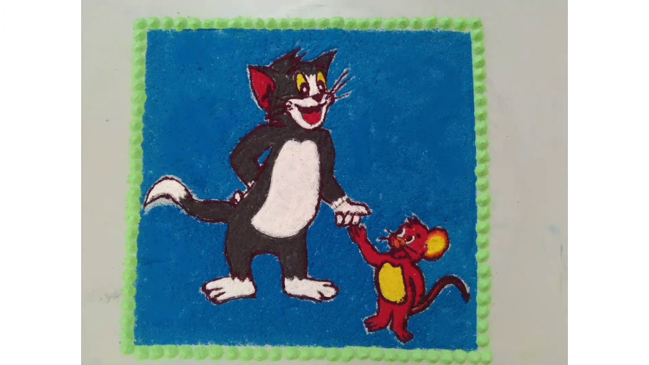 Tom and Jerry rangoli design for kids # - YouTube